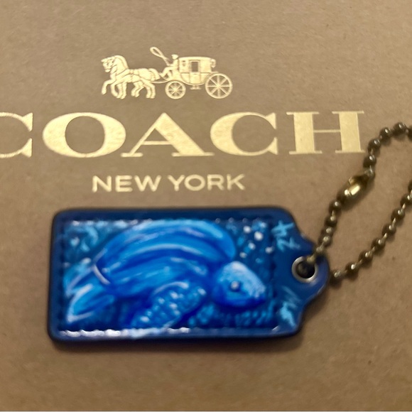 Coach | Accessories | Coach Blue Leather Custom Handpainted Sea Turtle ...